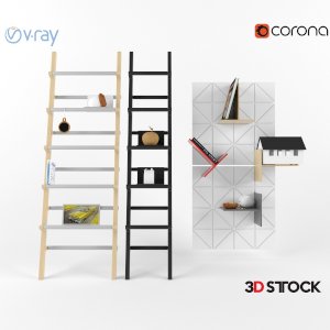 Decorative Ladder & Rack - 3D Stock : 3D Models for Professionals