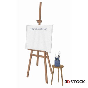 Decor set with easel - 3D Stock : 3D Models for Professionals