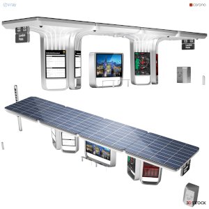 Sustainable urban solar bus station - 3D Stock : 3D Models for ...