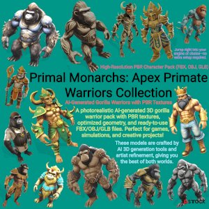 Primal Monarchs: Apex Primate Warriors Collection - 3D Stock : 3D ...